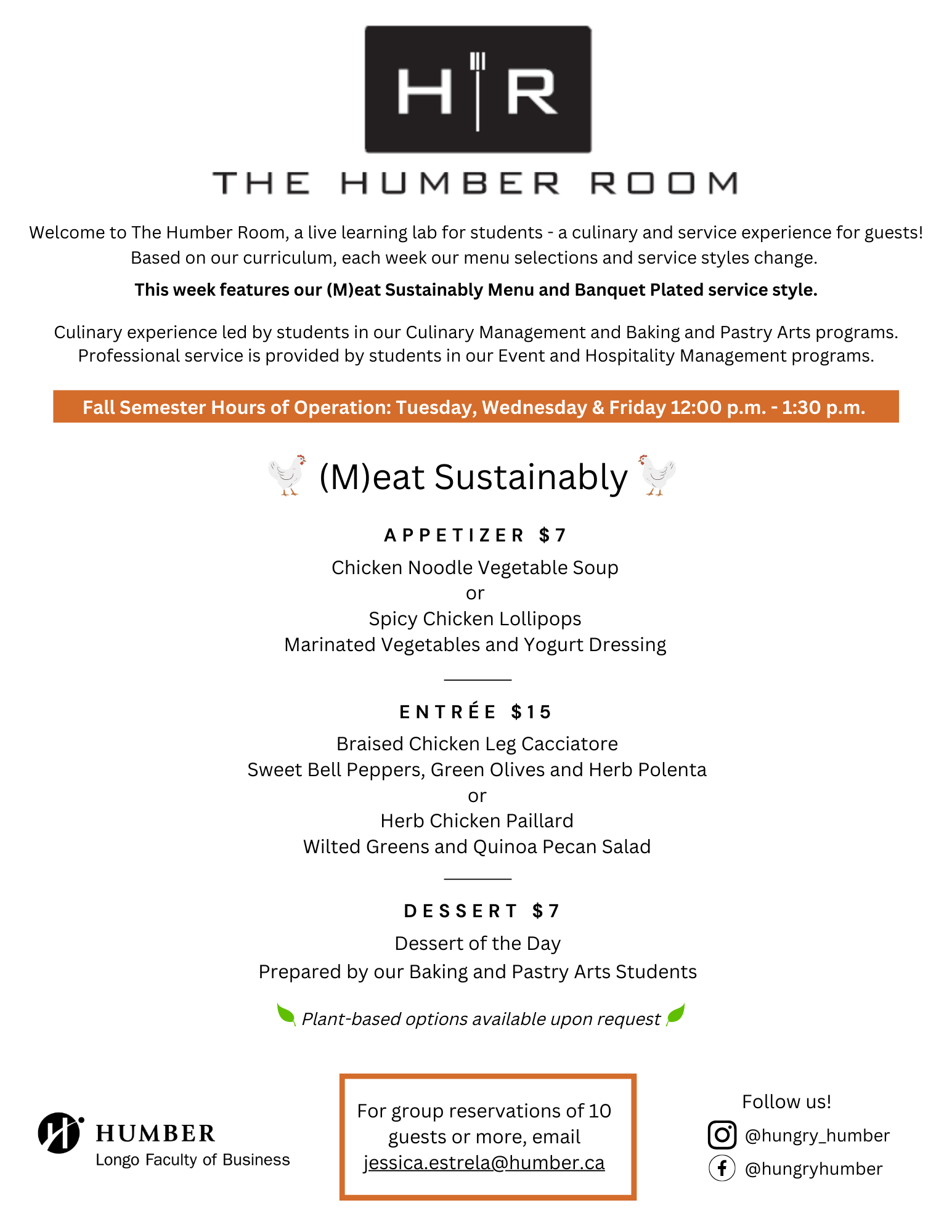 (M)eat Sustainably in the Humber Room this Week | Humber Communiqué