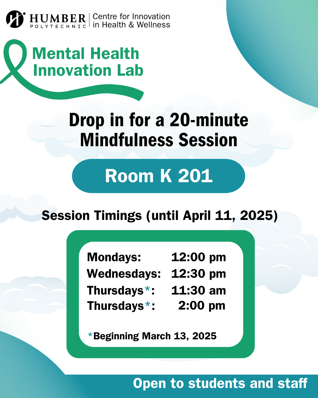 Drop-In Mindfulness Sessions for Staff and Students | Humber Communiqué
