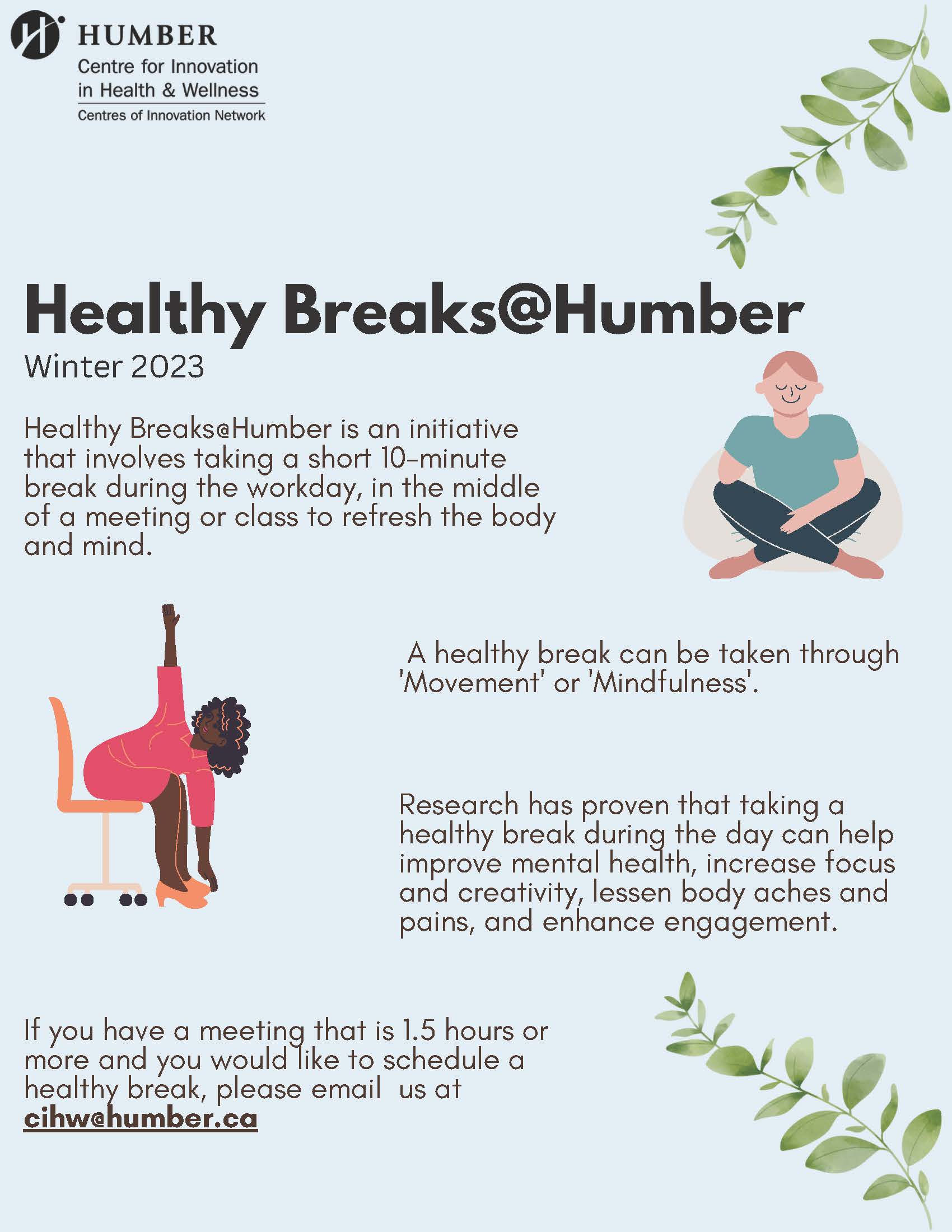 Incorporate Healthy Breaks@Humber Sessions into Classes and Meetings ...