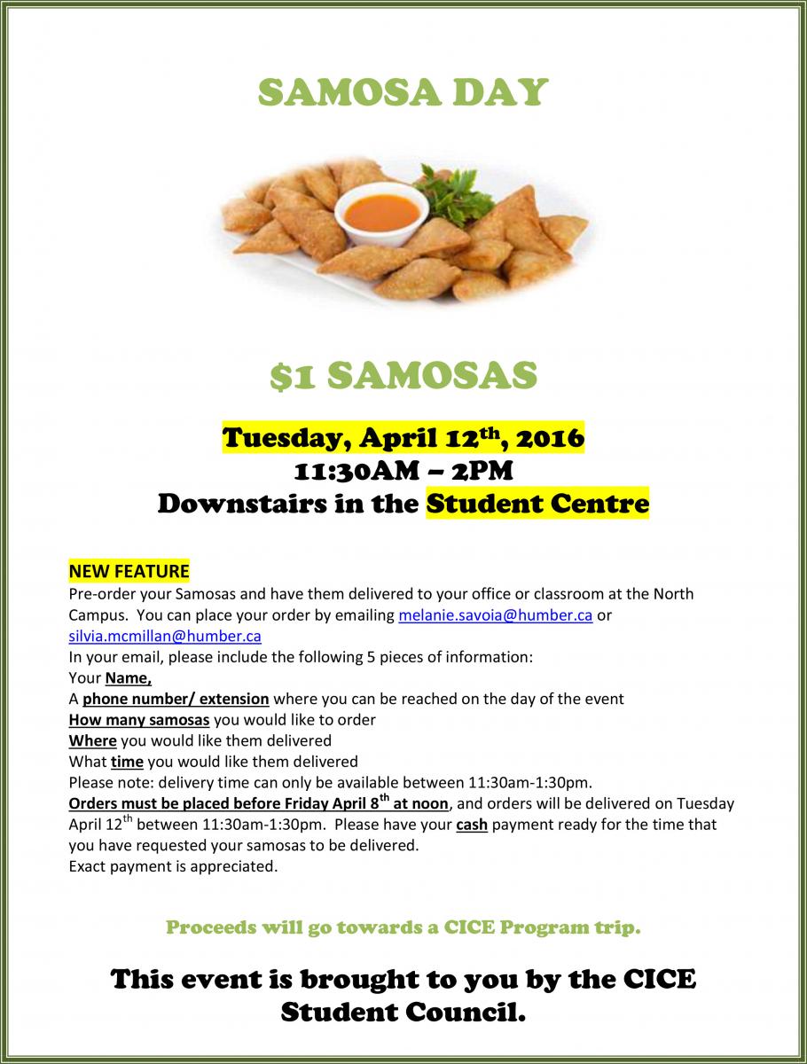CICE Student Council - Samosa Day | Humber Communiqué