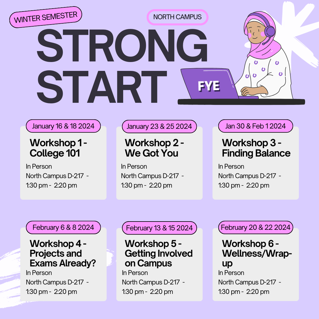 Strong Start Workshop Schedule - North | First Year Experience